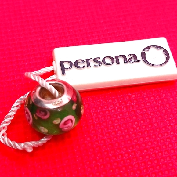 Persona | Jewelry | Persona Green And Pink Floral Glass Bead Charm ...